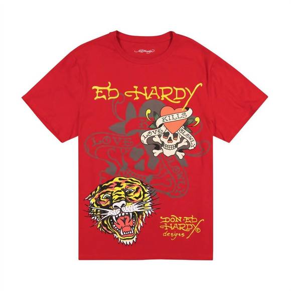 Ed Hardy | Shirts | New Ed Hardy Mens Tiger Skull Multi Tattoo Tee In ...